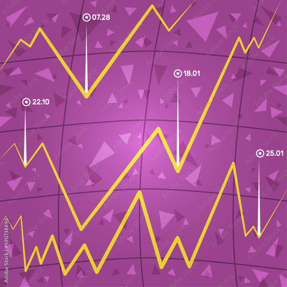 Vector background with growth charts in cartoon comic style. Stock ...