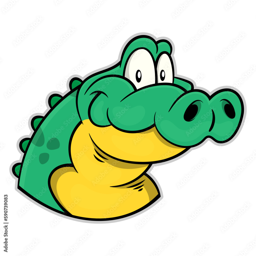 Cartoon illustration of Saltwater Crocodile head with smiley faces ...