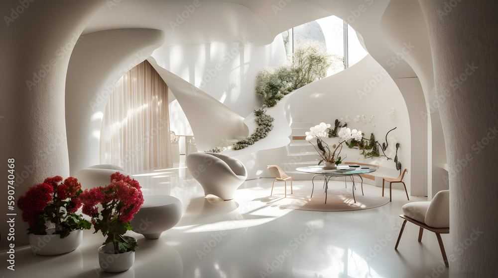 A beautiful exquisite spring inspired cave apartment atrium, spring ...