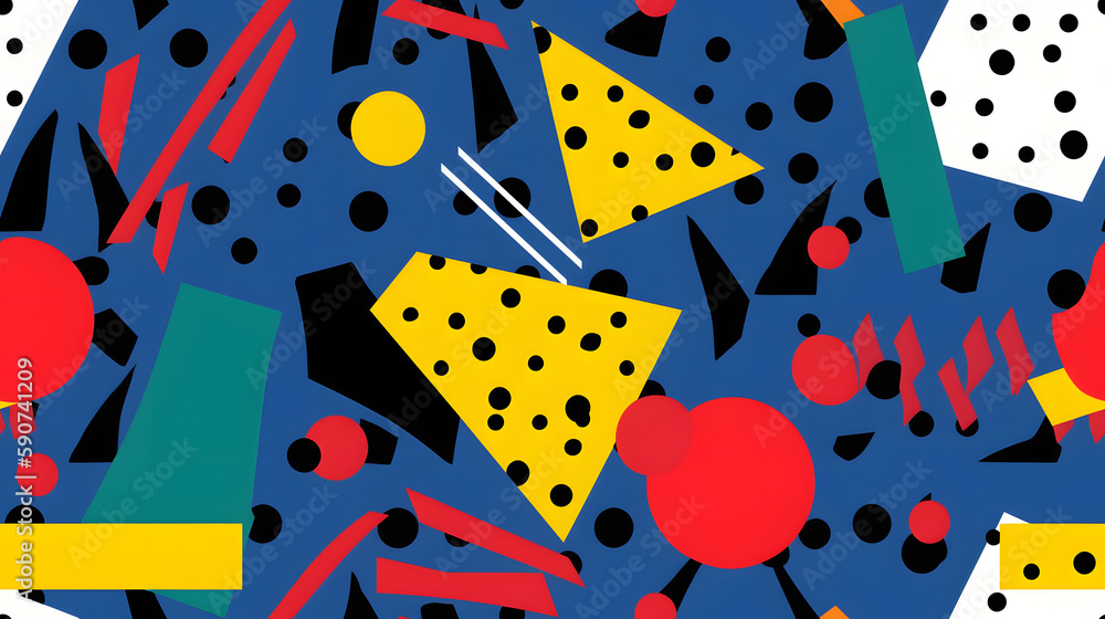 a minimalist 80s repeated pattern, using primary colours and basic ...