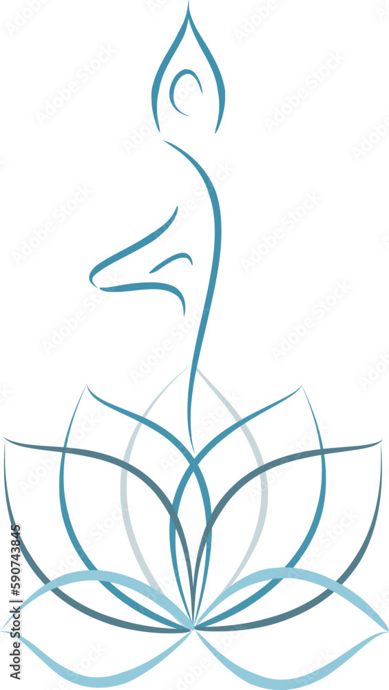 Image of a yoga posture. Line drawing of women's fitness concept ...