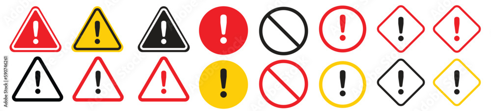 Caution sign. Danger warning alert triangle attention sign. Risk vector ...