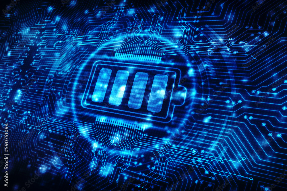 Digital lithium-ion rechargeable battery symbol, high voltage charging ...