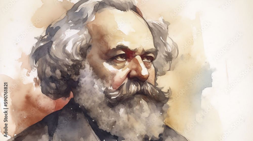 Karl Marx portrait, water color portrait Marxist philosopher, Marxist ...