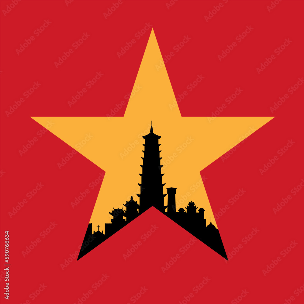 vietnamese emblem city flag illustration for poster, banner, print ...