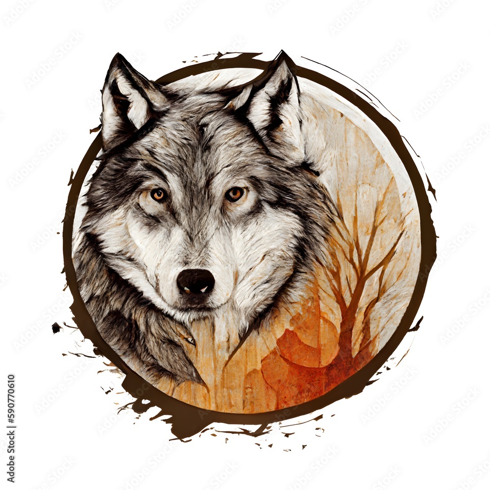 wolf logo logo style friendly wolf inside a circle logo style style of ...
