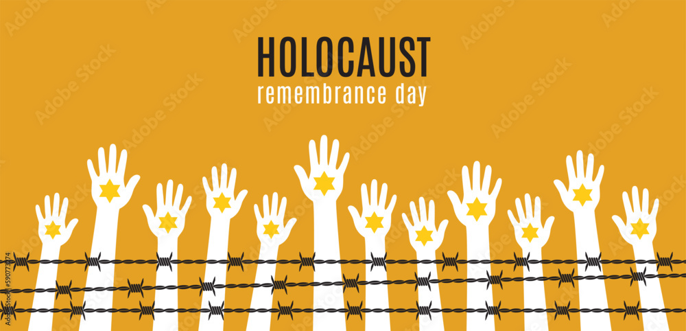 Holocaust Remembrance Day. Human hands with a yellow star of David ...