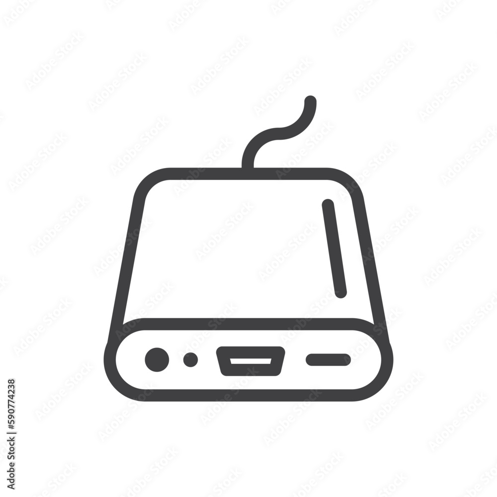 Hard drive vector icon. Hard disk drive flat sign. Portable Power bank ...