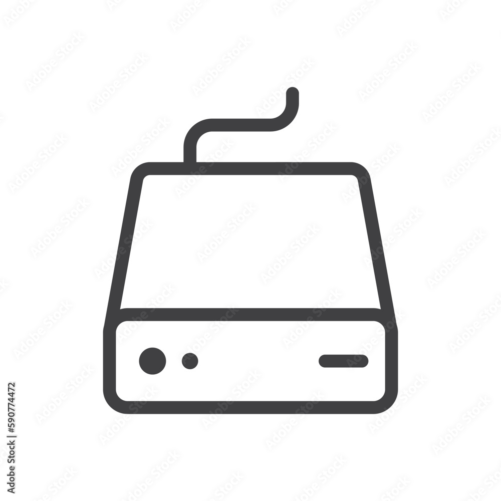 Hard drive vector icon. Hard disk drive flat sign. Portable Power bank ...