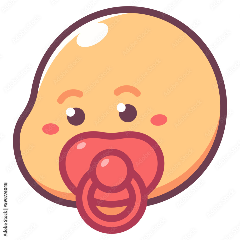 Cute emoticon with baby pacifier vector cartoon sign isolated on a ...