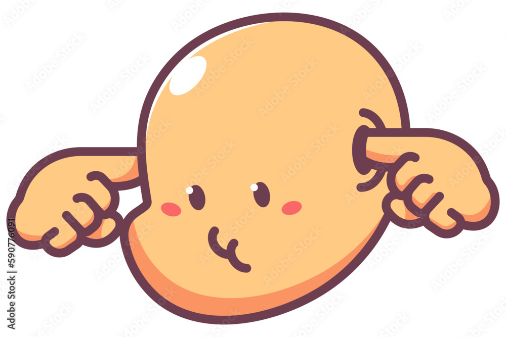 Cute emoticon with finger in ears vector cartoon sign isolated on a ...