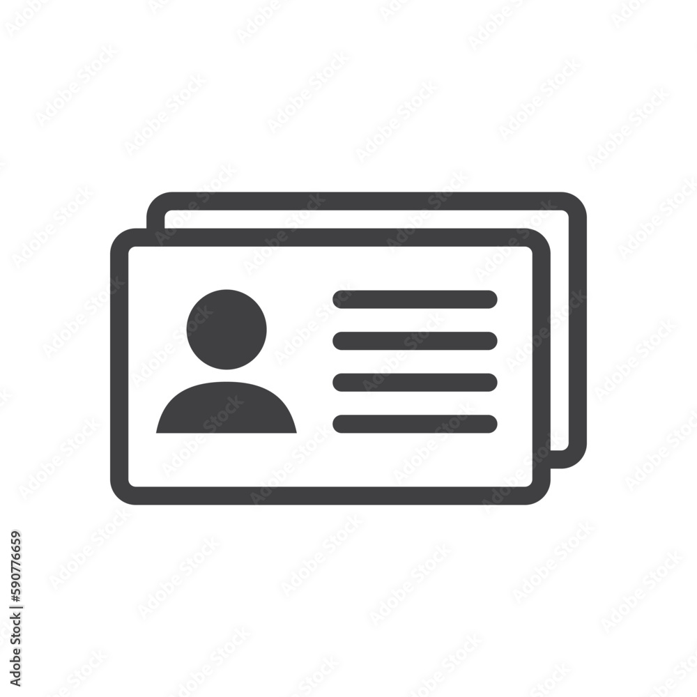 ID card vector icon. Identification card flat sign design. ID card ...