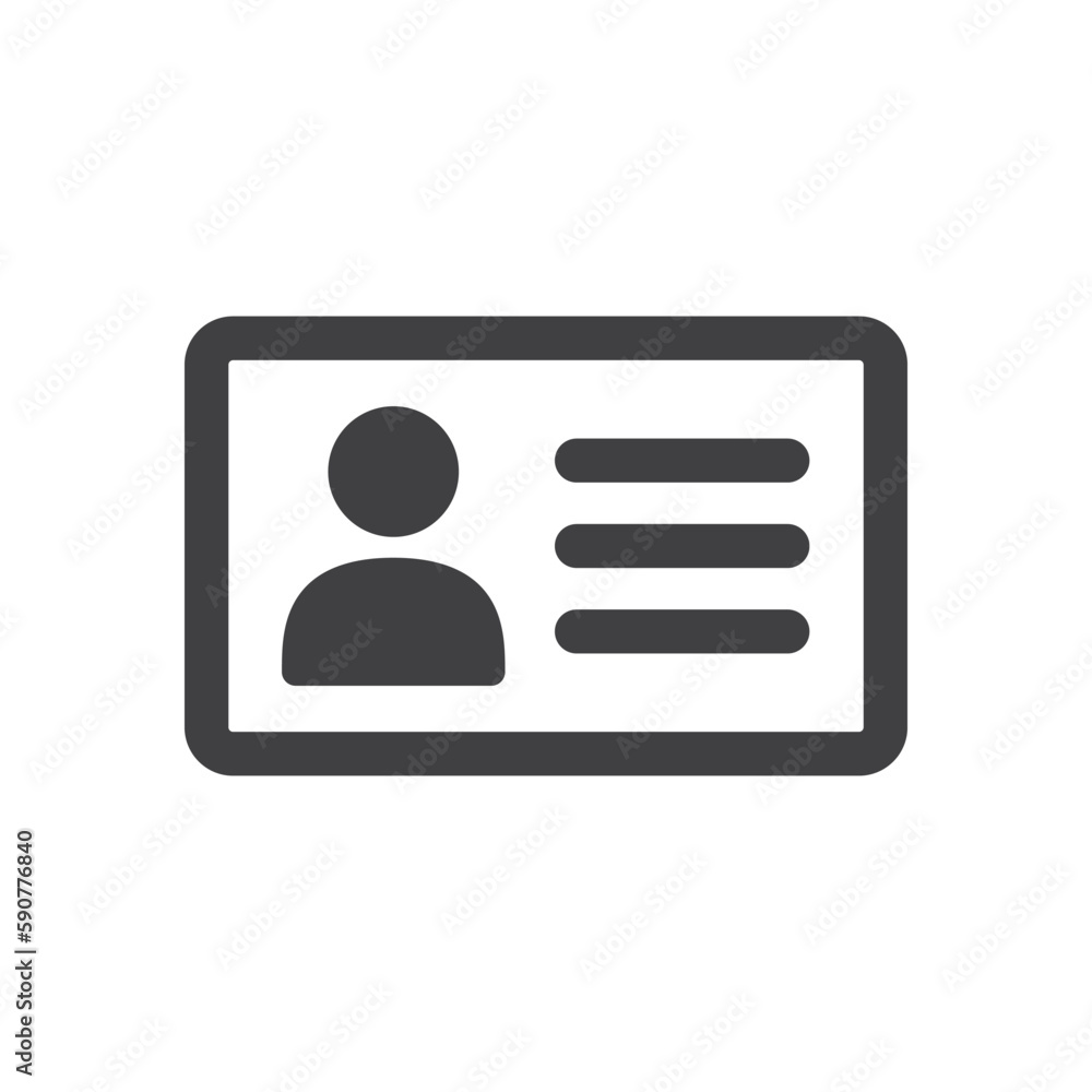 ID card vector icon. Identification card flat sign design. ID card ...