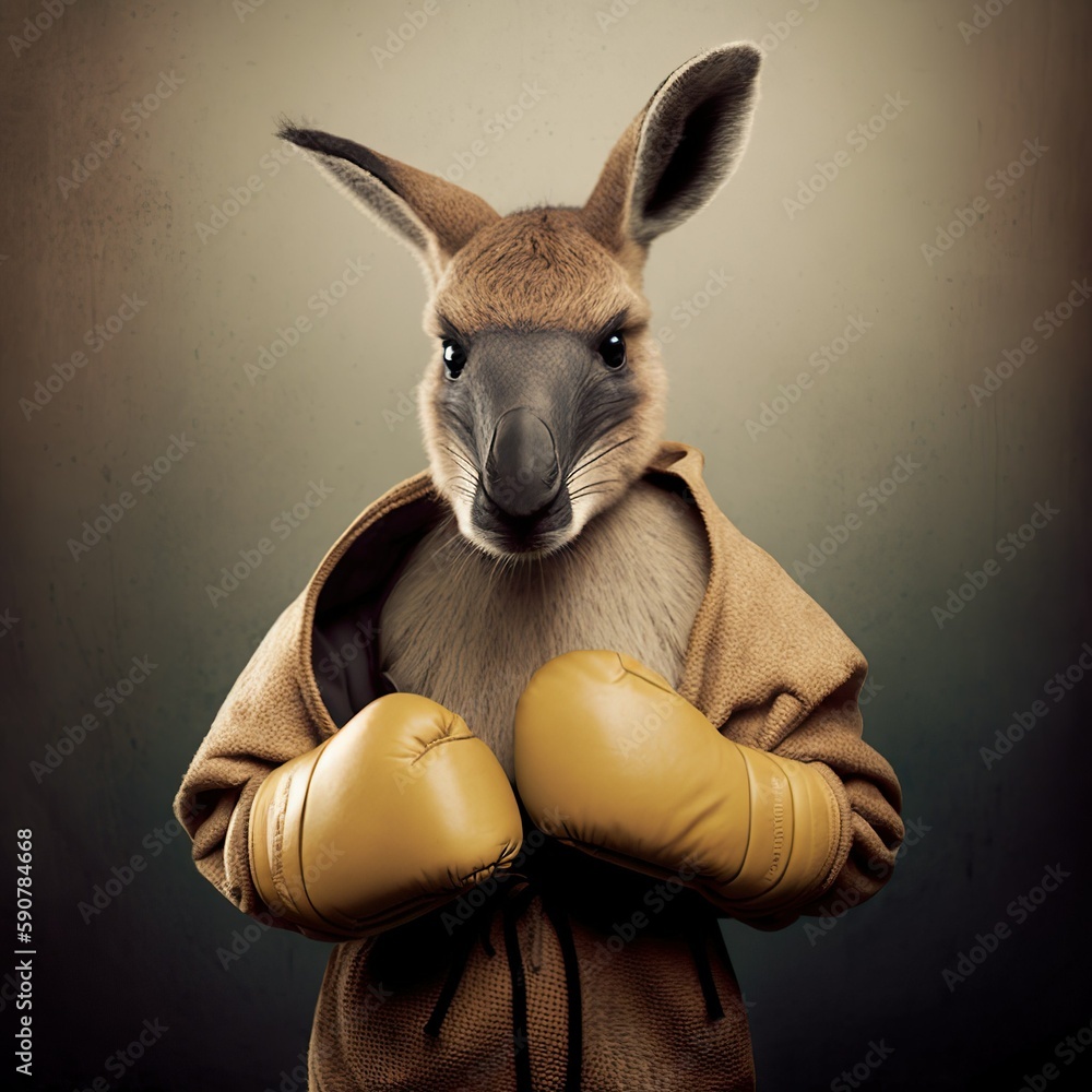 Boxing Kangaroo/ Kangaroo with boxing gloves (AI generated) Stock ...