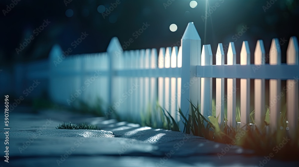 Captivating perspective of old white fence with blurred background ...