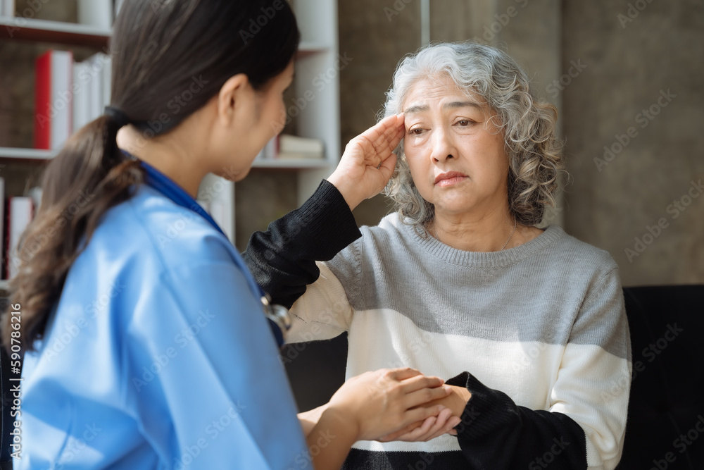 Female doctors shake hands with patients encouraging each other To ...