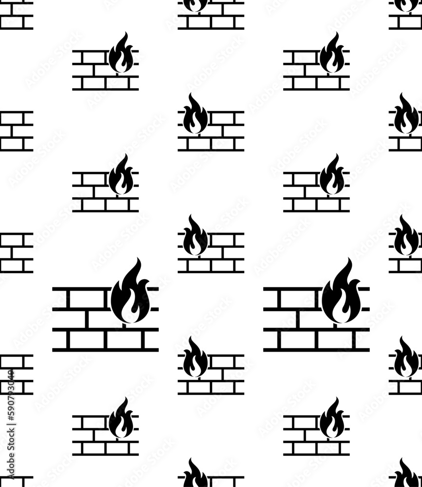 Firewall Icon Seamless Pattern, Network Security System, Incoming ...