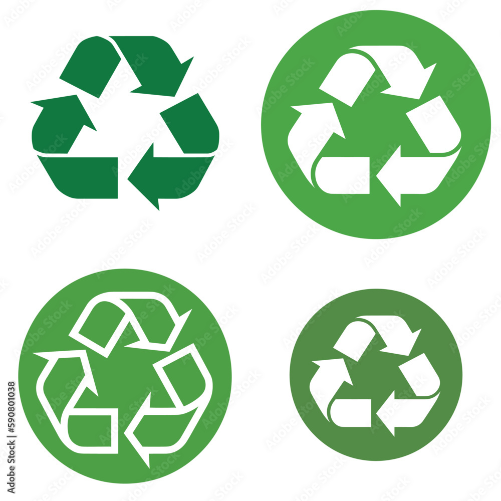 Vetor de recycle symbol icon, pack of four recycling symbols that refer ...