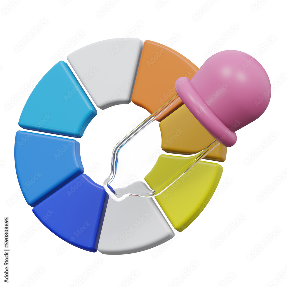 color picker 3d rendering icon illustration, transparent background ...