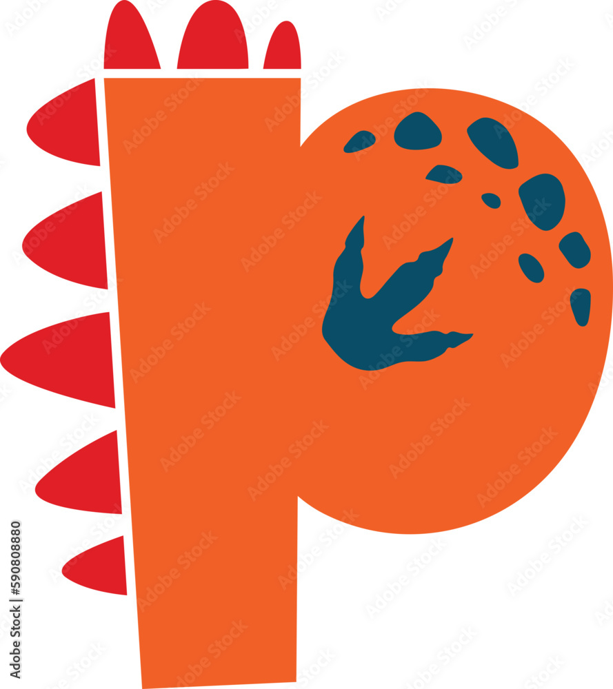 Dino Font Cute Alphabet Dinosaur Lowercase p Stock Vector | Adobe Stock