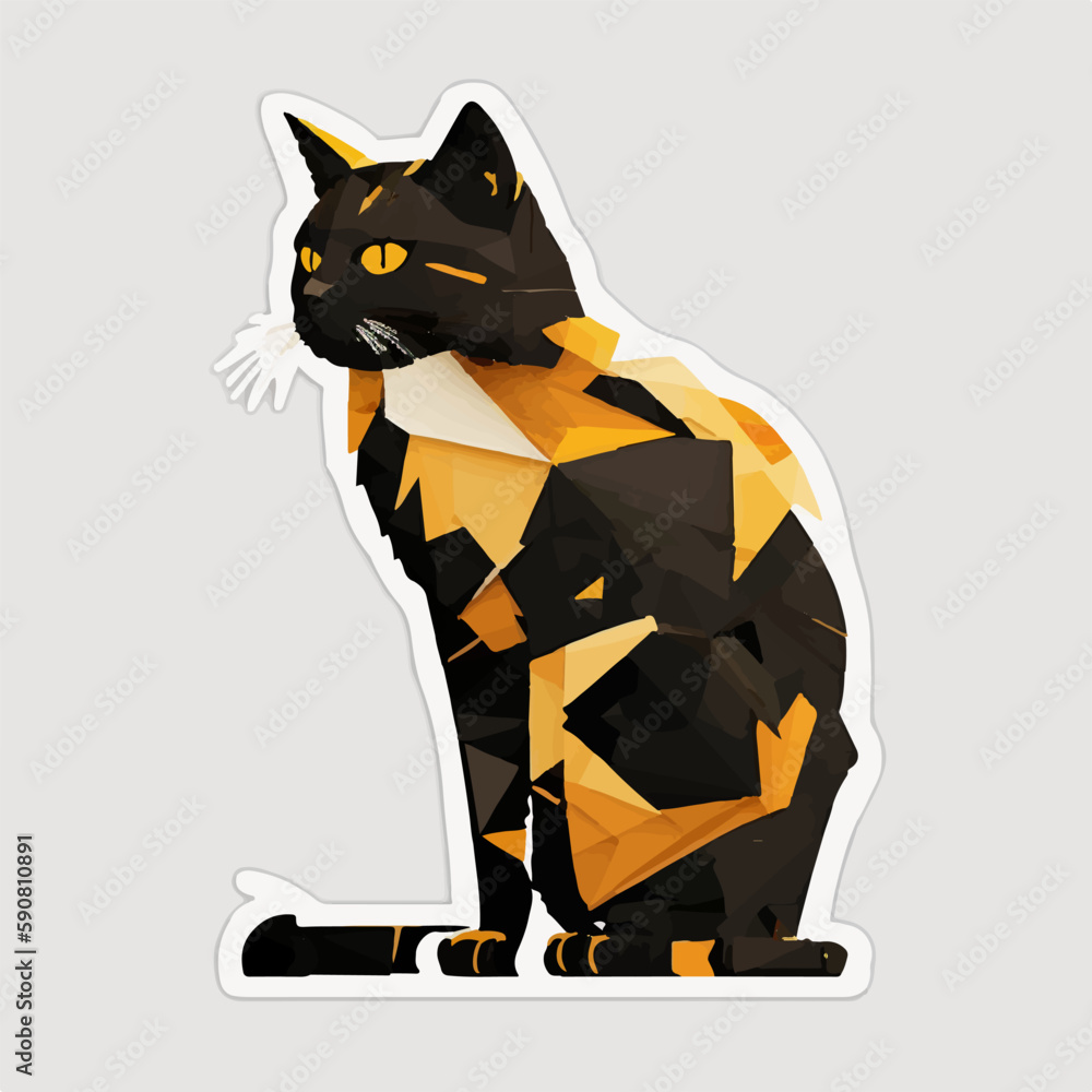 Vetor de Stylized vector illustration of a cat with bold and abstract ...
