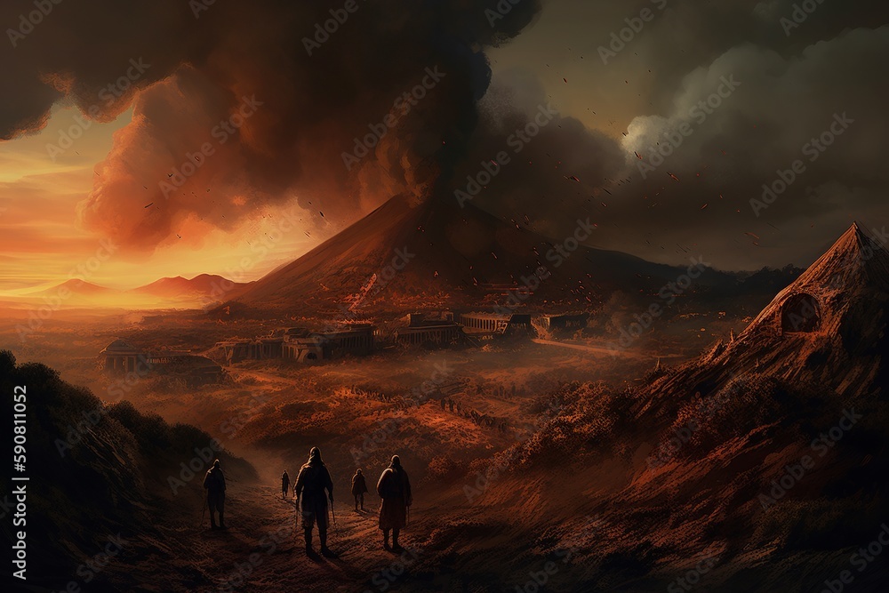 Haunting digital illustration of the Great Fire of Rome, set by Emperor ...