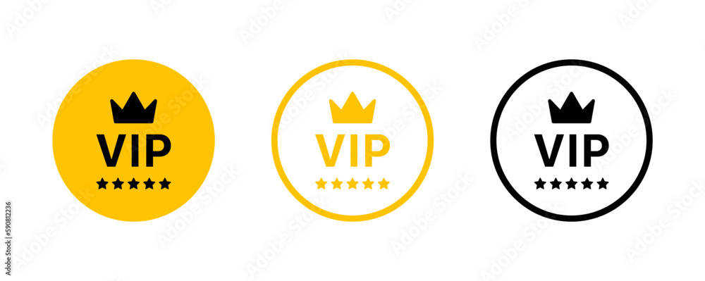 vip badges icon, label or tags vip icons. and crown icon with five ...