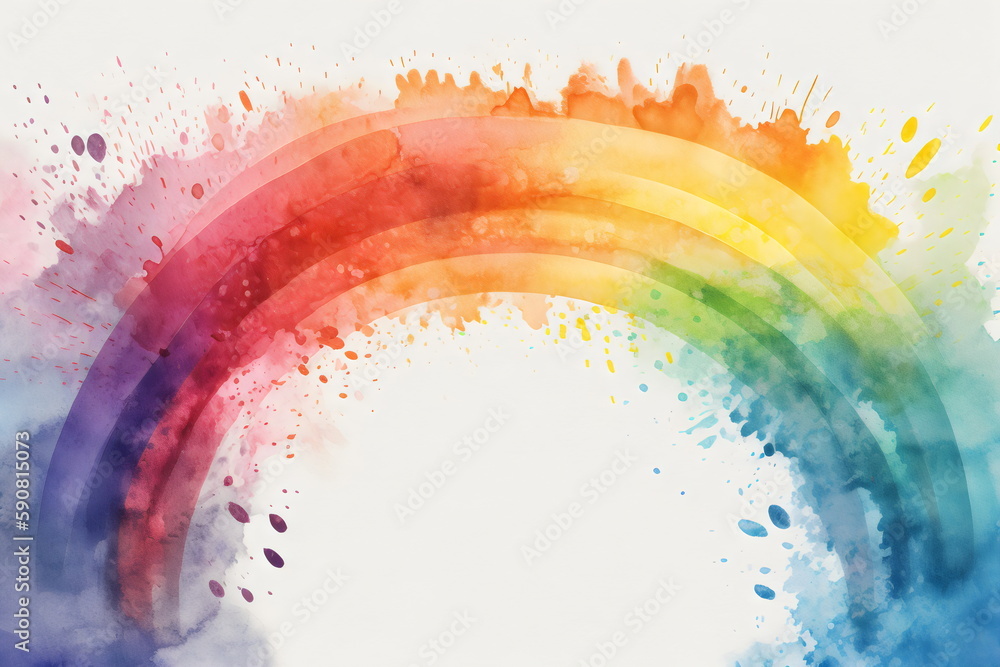 gay pride rainbow watercolor background with white copy space, made ...