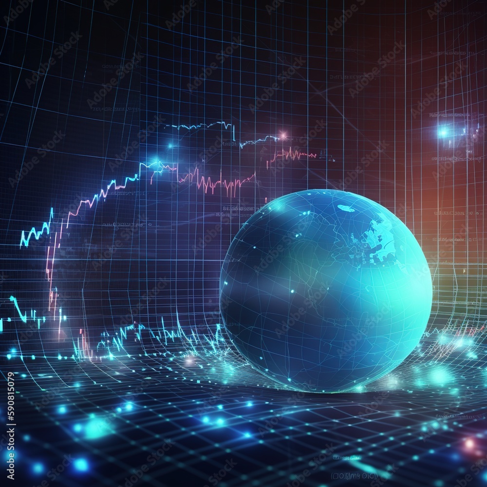 marketing graph evaluating stock market fluctuations. Future technology ...