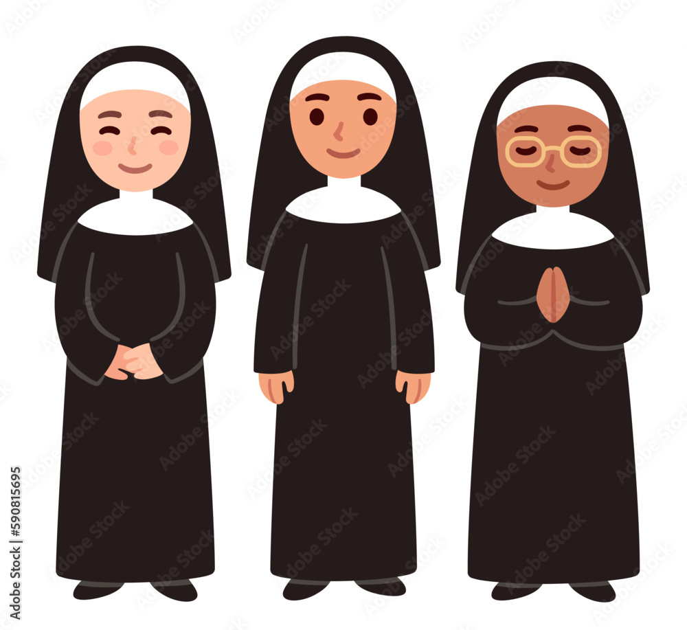 Cute cartoon Catholic nuns Stock Vector | Adobe Stock
