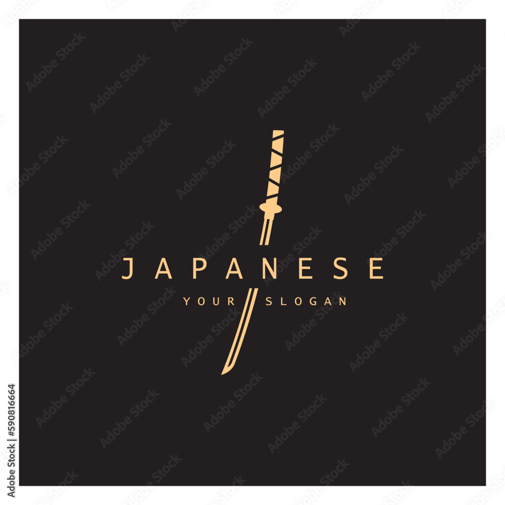 simple katana samurai sword logo design template vector, Stock Vector ...