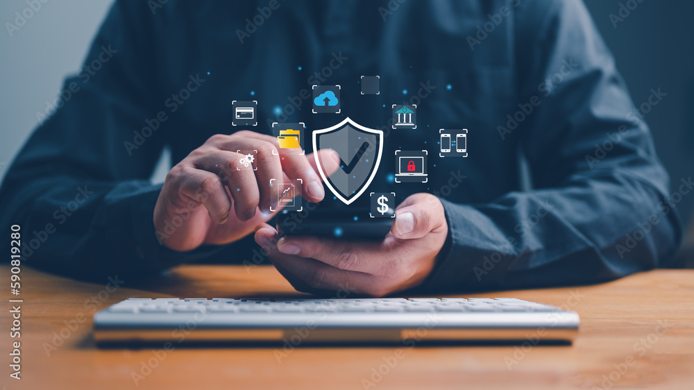 Cybersecurity and privacy concepts to protect data. Lock icon and ...