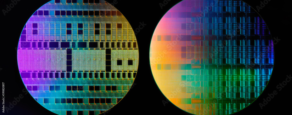 Semiconductor or electronics processor wafer, with circuit pattern ...
