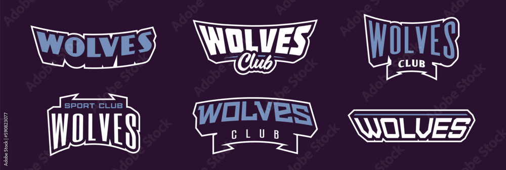 A set of bold fonts for wolf mascot logo. Collection of text style ...