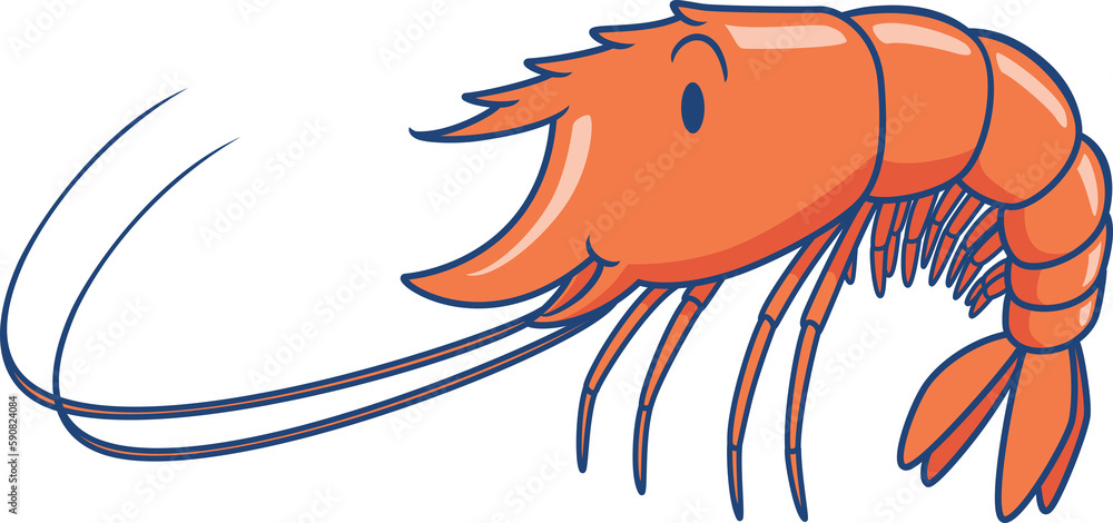 Cute cartoon shrimp. Stock Illustration | Adobe Stock