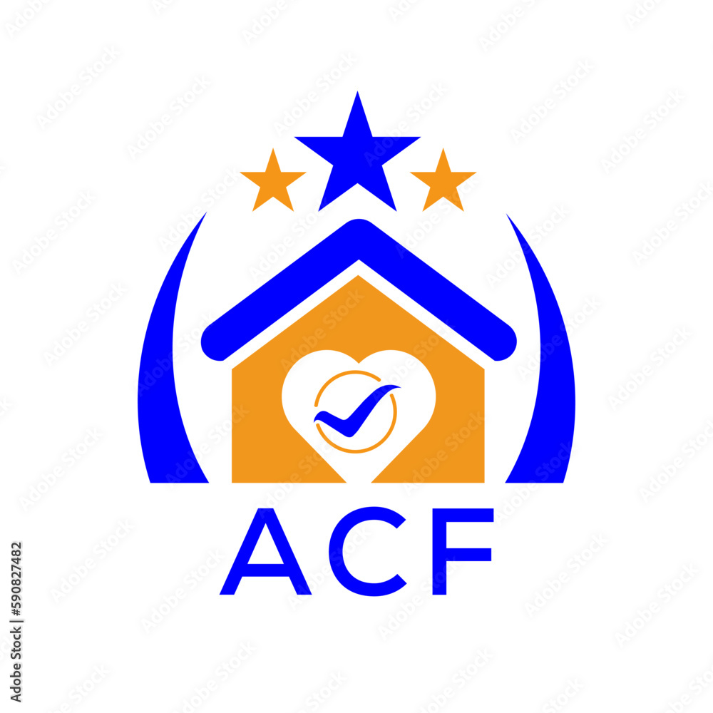 ACF House logo. KJG Letter logo and icon. Blue vector image on white ...