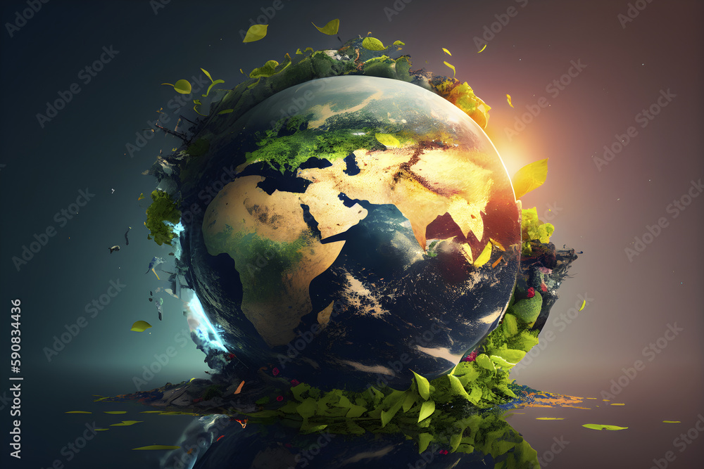 Ai generated. Conceptual image of planet Earth. Ecology concept. Earth ...