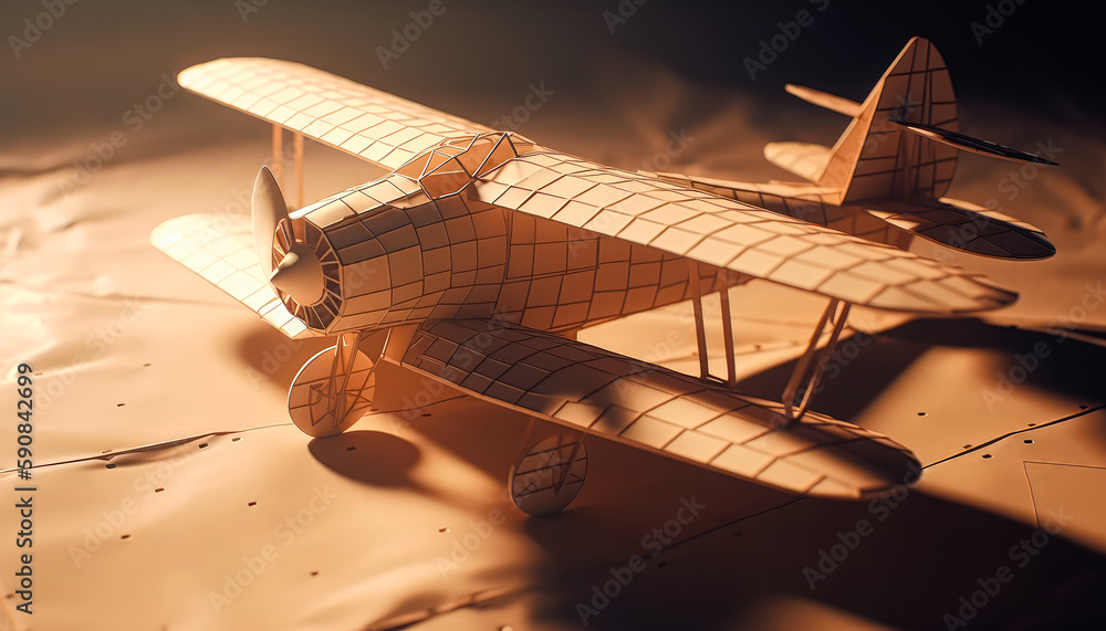 paper craft art style of a plane Stock Illustration | Adobe Stock