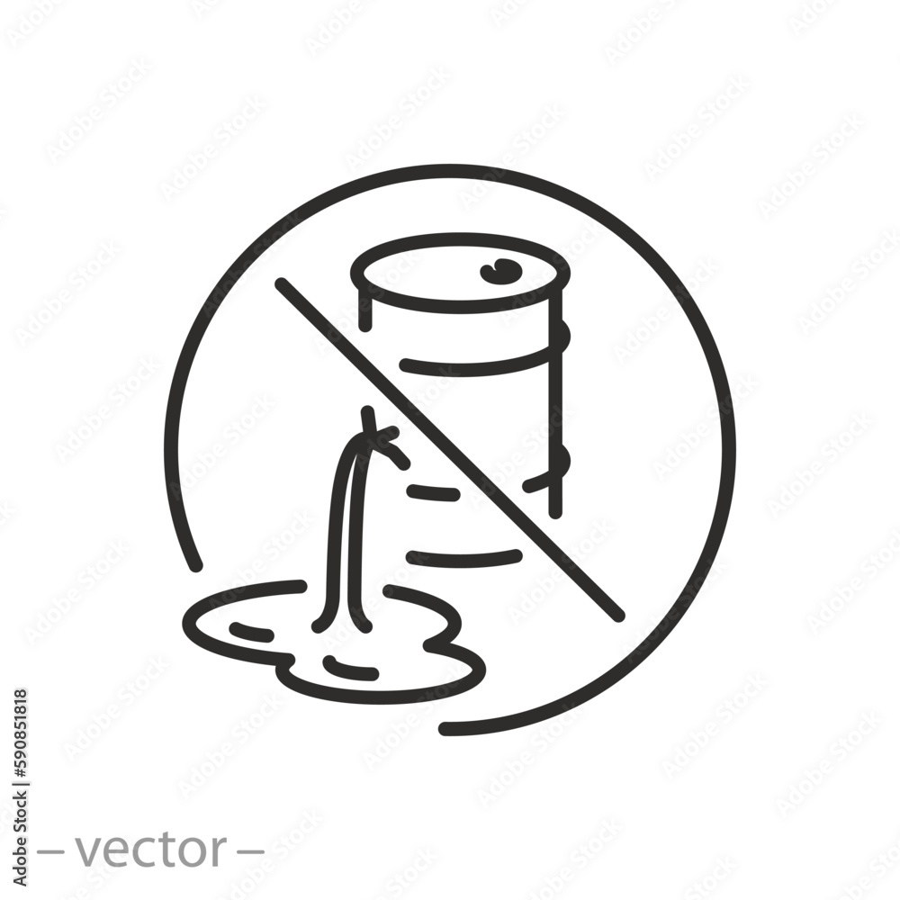 stop oil barrel crash icon, forbidden fuel leak or spill, ban pollution ...