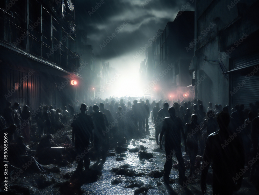 Poster, Foto Night of the Living Dead: Zombie Horde Approaching in ...