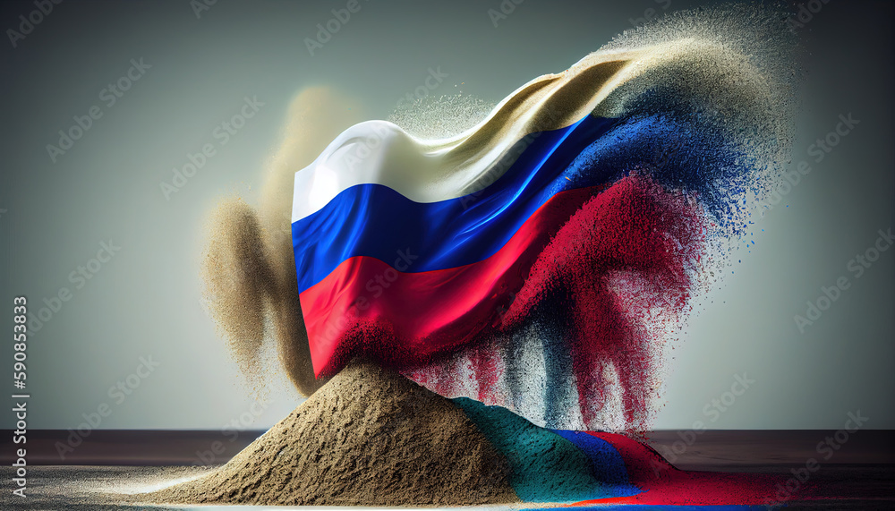 Russia Country Flag Colors of Powder Sand Dust Splash and Explosion on ...