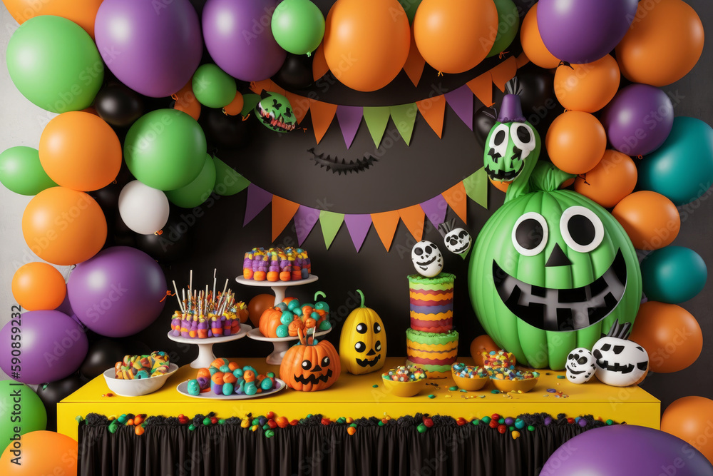 Fiesta de halloween para niños, fiesta temática halloween globos de ...