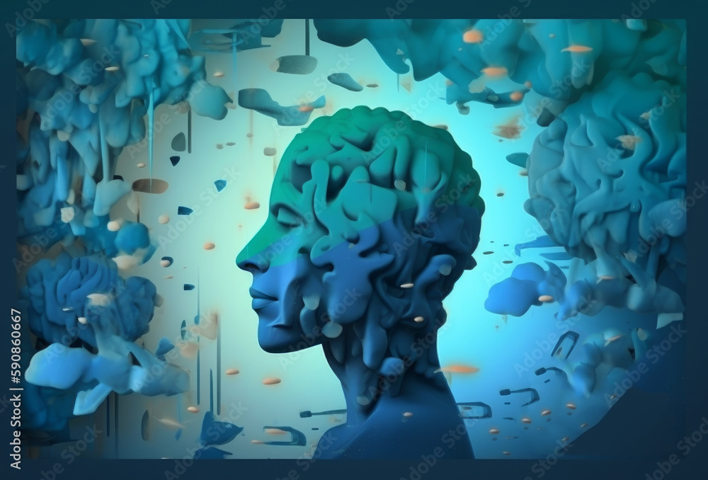 overthinking, salud mental, cerebro pensando, creado con IA generativa ...