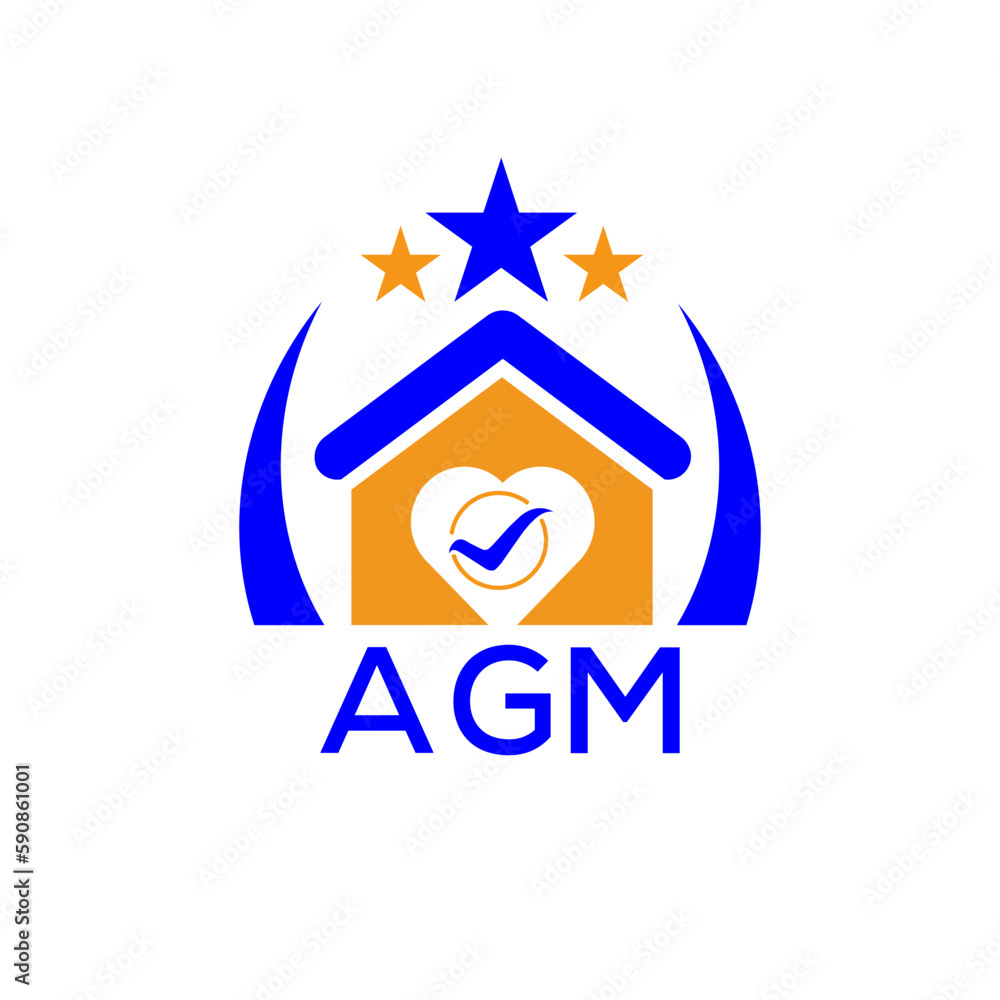 AGM House logo. KJG Letter logo and icon. Blue vector image on white ...
