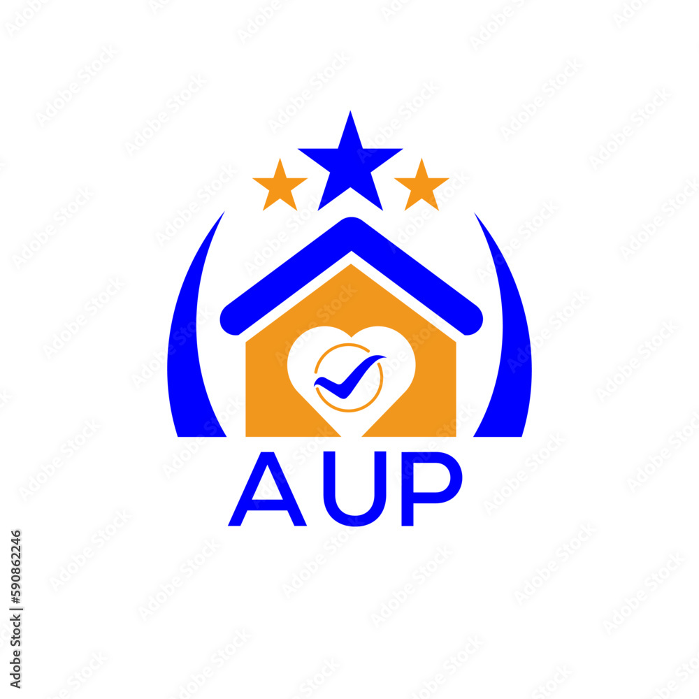 AUP House logo. KJG Letter logo and icon. Blue vector image on white ...