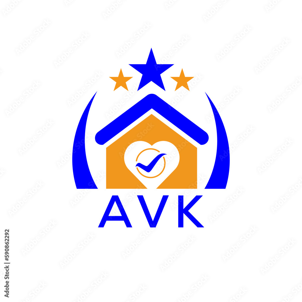 AVK House logo. KJG Letter logo and icon. Blue vector image on white ...