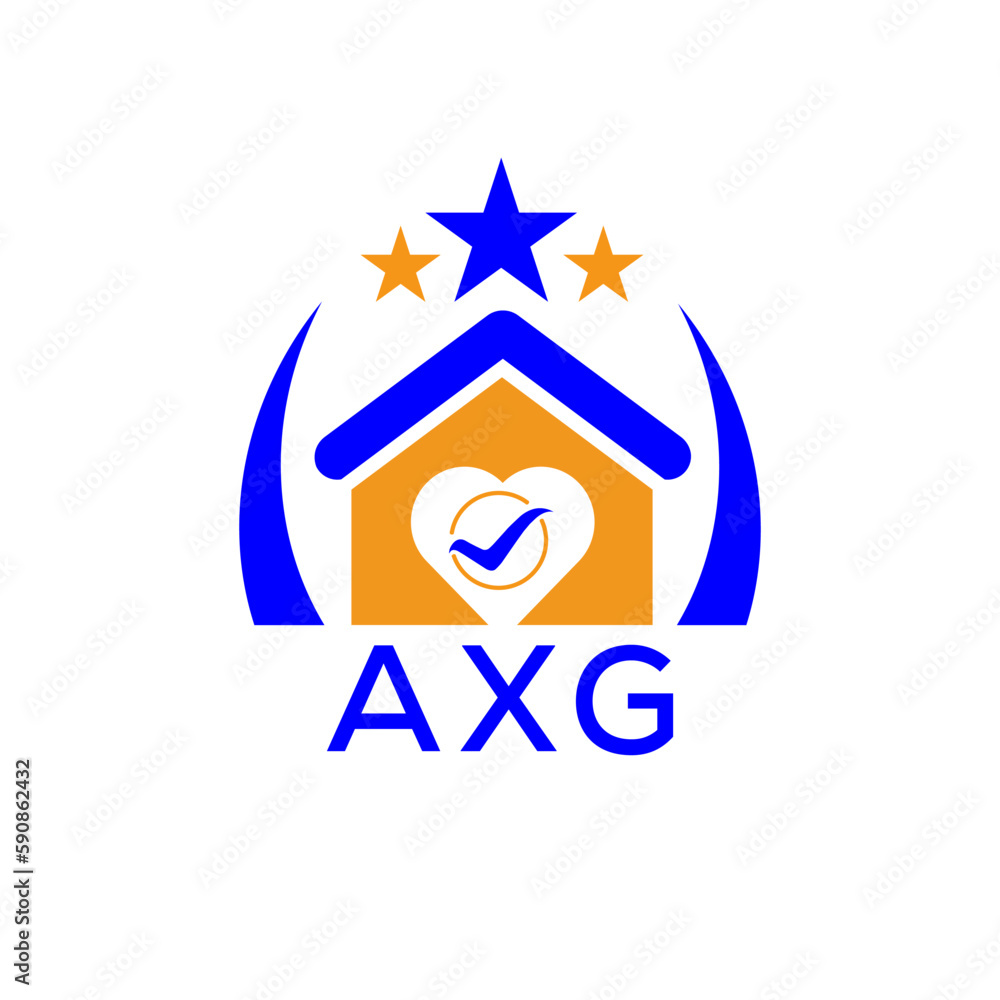 AXG House logo. KJG Letter logo and icon. Blue vector image on white background. KJG house ...