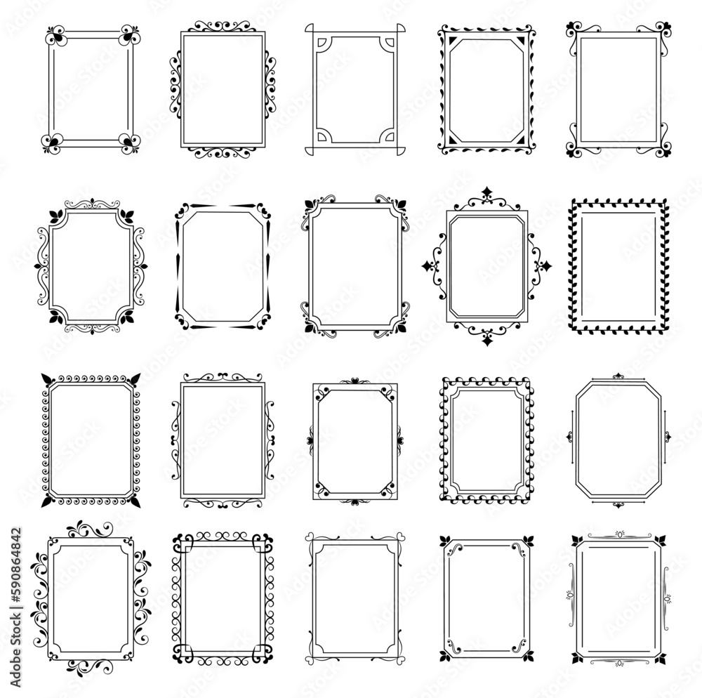 Vintage border frame, ornament decor. Fancy elegant flourish, antique ...