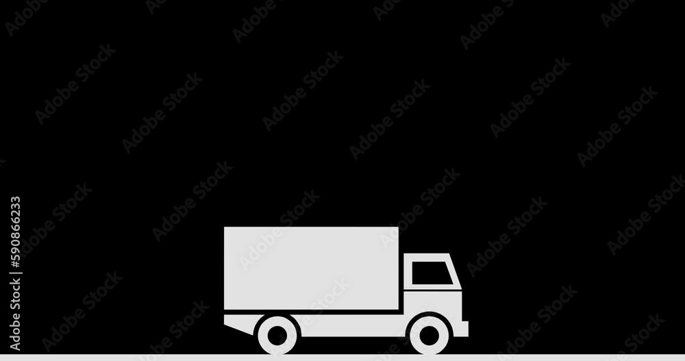 Truck clipart animation footage on the black background Stock 비디오 ...