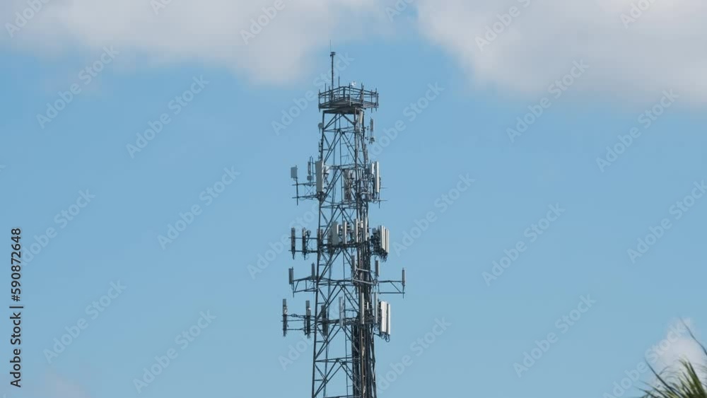 Tall telecommunication radio cell tower with wireless communication 5g ...